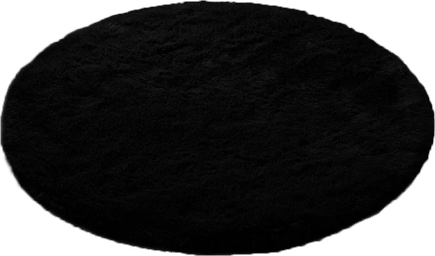 TZ Černý kulatý koberec typu „shaggy“ Lana Rozměr: 80 cm