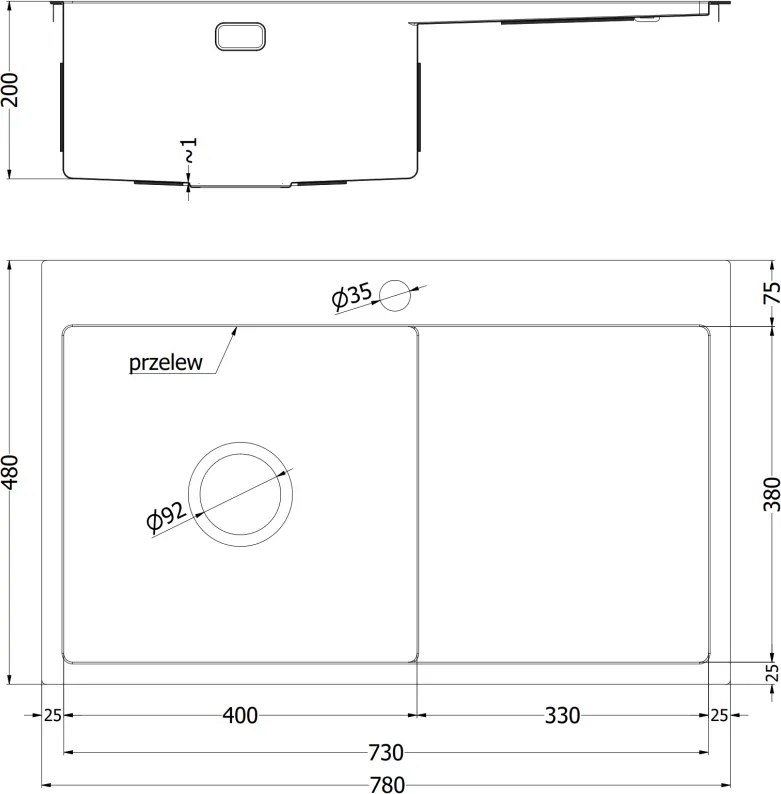 Mexen Exar, 1-komorový nerezový dřez s odkapávačem, pravý, 780 x 480 mm, broušená zlatá, vzor voština, 6434781010P-55HC
