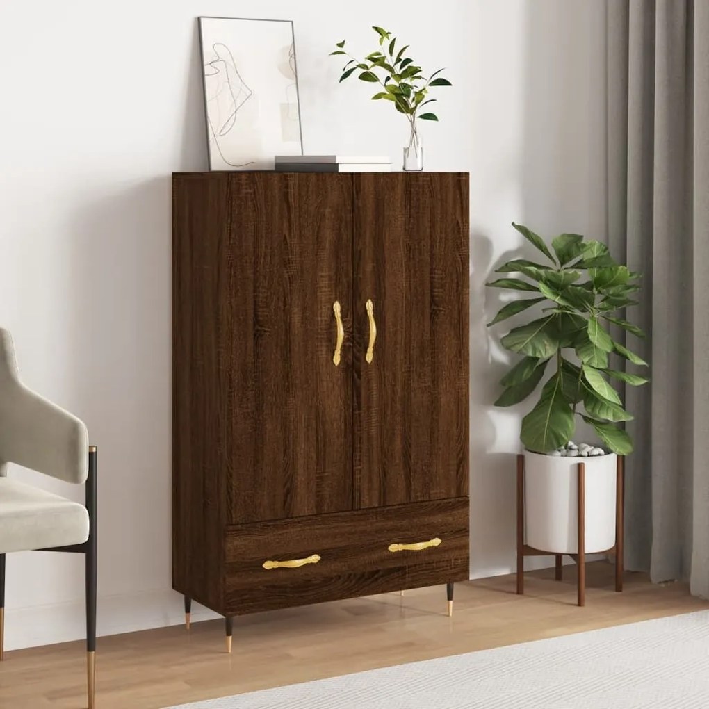 vidaXL Skříň highboard 69,5 x 31 x 115 cm kompozitní dřevo [828212] Barva: bílá s vysokým leskem