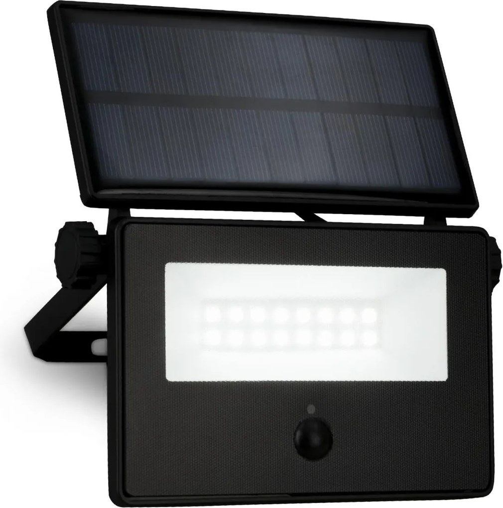 BRILO 3856015 Solární LED venkovní nástěnné svítidlo vč. IR senzoru, černé, 5W, 400 lm, sklo/plast - BRILO