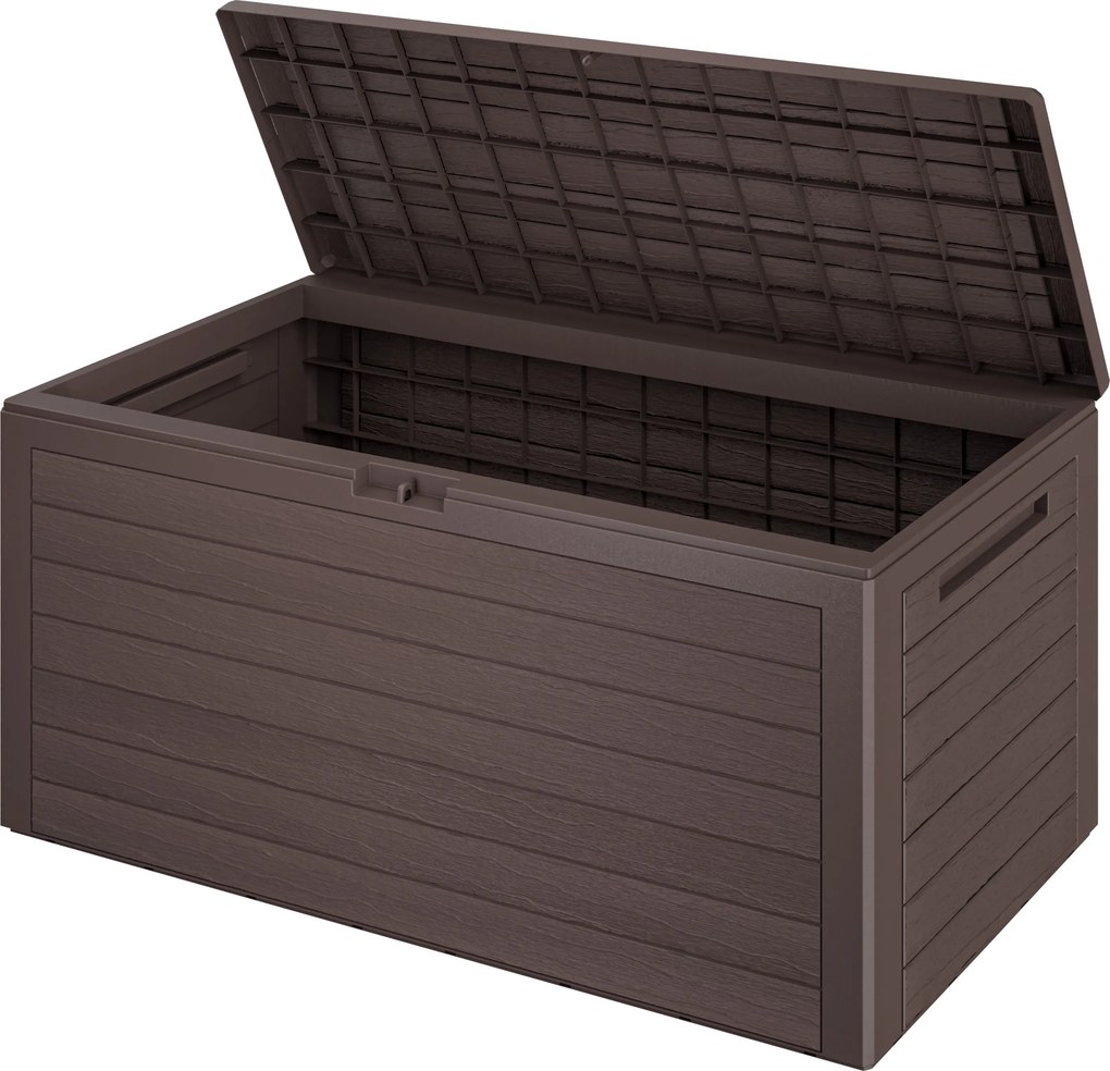 Zahradní úložný box Woody 280L hnědý dekor dřeva voděodolné