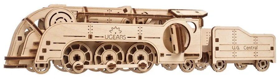 Ugears 3D dřevěné mechanické puzzle MINI Lokomotiva