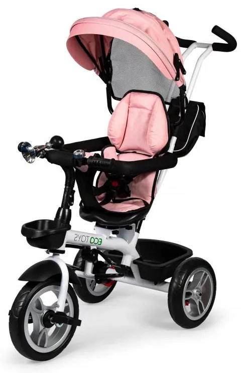 ECOTOYS Dětská tříkolka s rotačním sedadlem PINKY