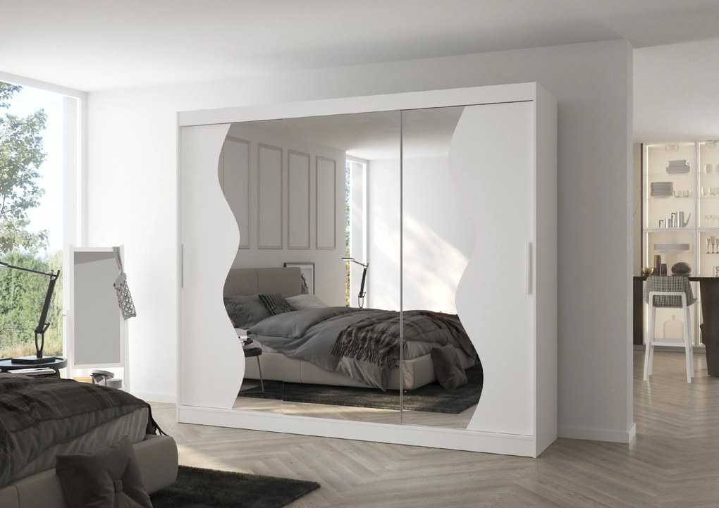 ADRK Furniture Skříň s posuvnými dveřmi a zrcadlem SHARON 250 ADRK-SW-SHA-W-250