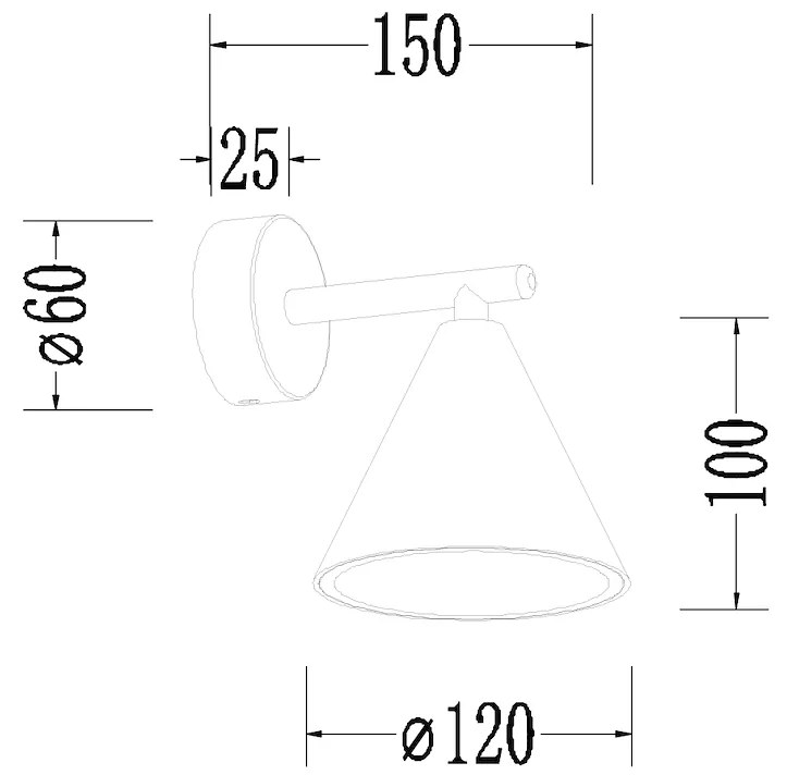 Nástěnné svítidlo Alias, 1x zlaté/černé kovové stínítko, b