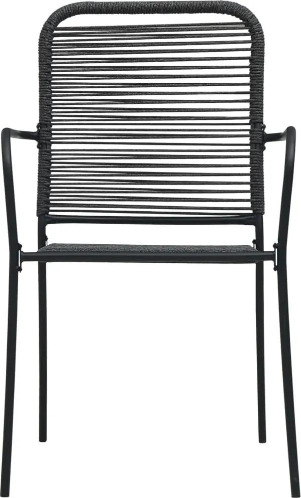 vidaXL Zahradní židle 4 ks bavlněné provázky a ocel černé [312156]