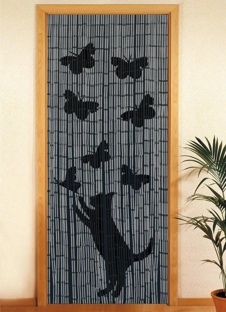 Bambusový závěs  Kočka a motýli , 90x200 cm