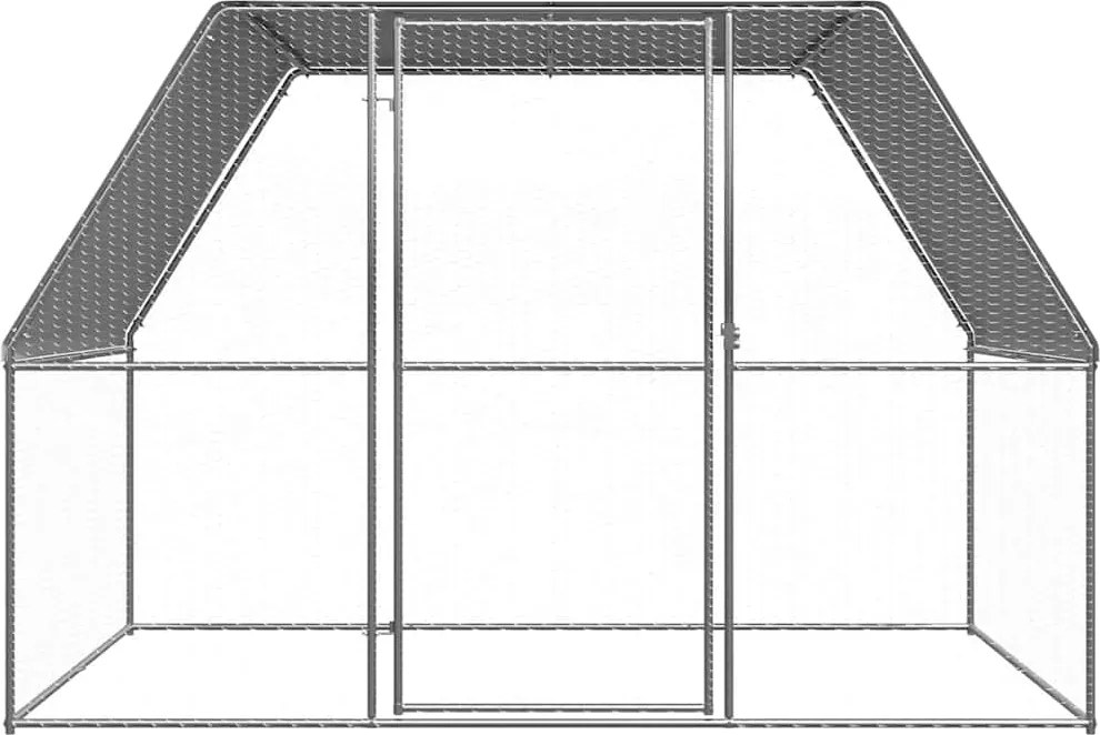 Klec pro kuřata stříbrná a šedá 3 x 2 x 2 m pozinkovaná ocel 155889