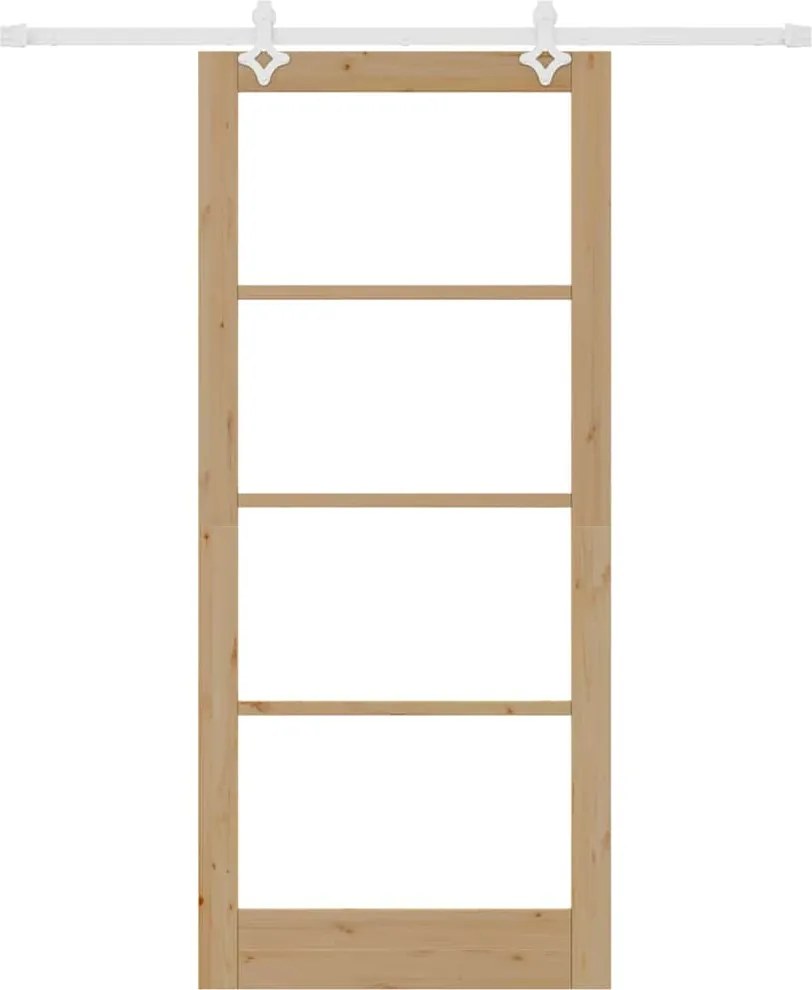 Posuvné dveře 93 x 211 cm Masivní borové dřevo a sklo Přírodní 3332233