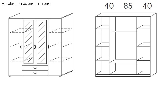 Šatní skříň 4-dveřová Twin , dub sonoma/bílá