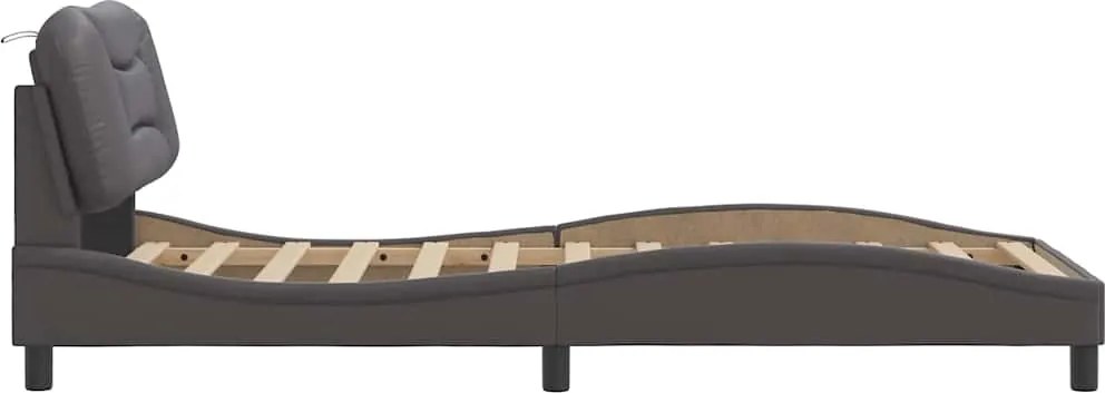 Rám postele bez matrace Hvar šedý 80 x 200 cm umělá kůže 3207963