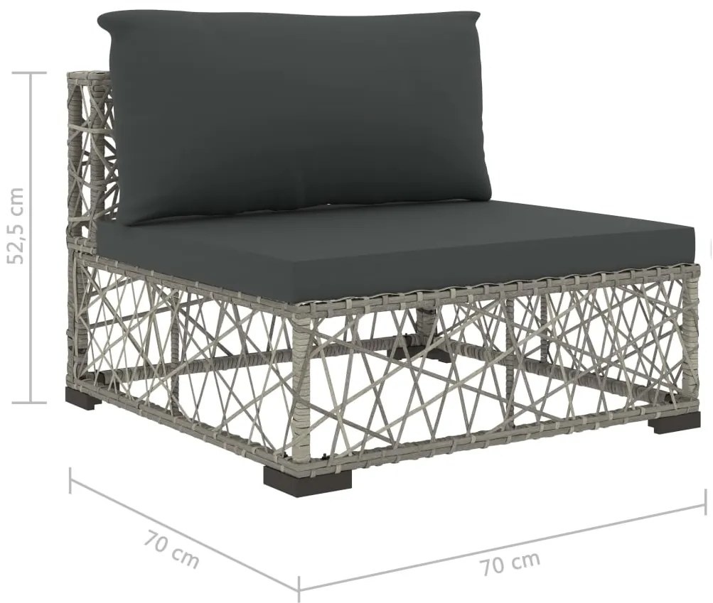 vidaXL Marketos 6dílná zahradní sedací souprava s poduškami polyratan šedá