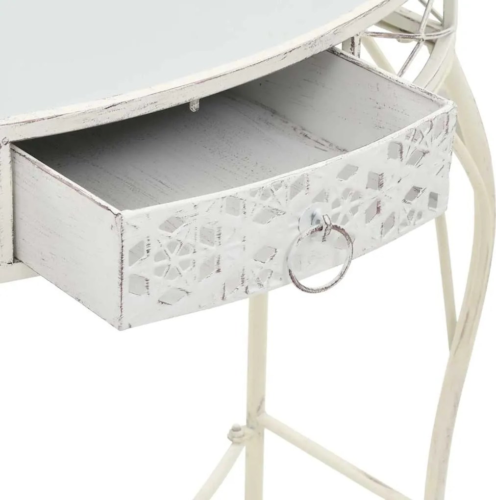 Odkládací stolek ve francouzském stylu kovový 82x39x76 cm bílý 245935