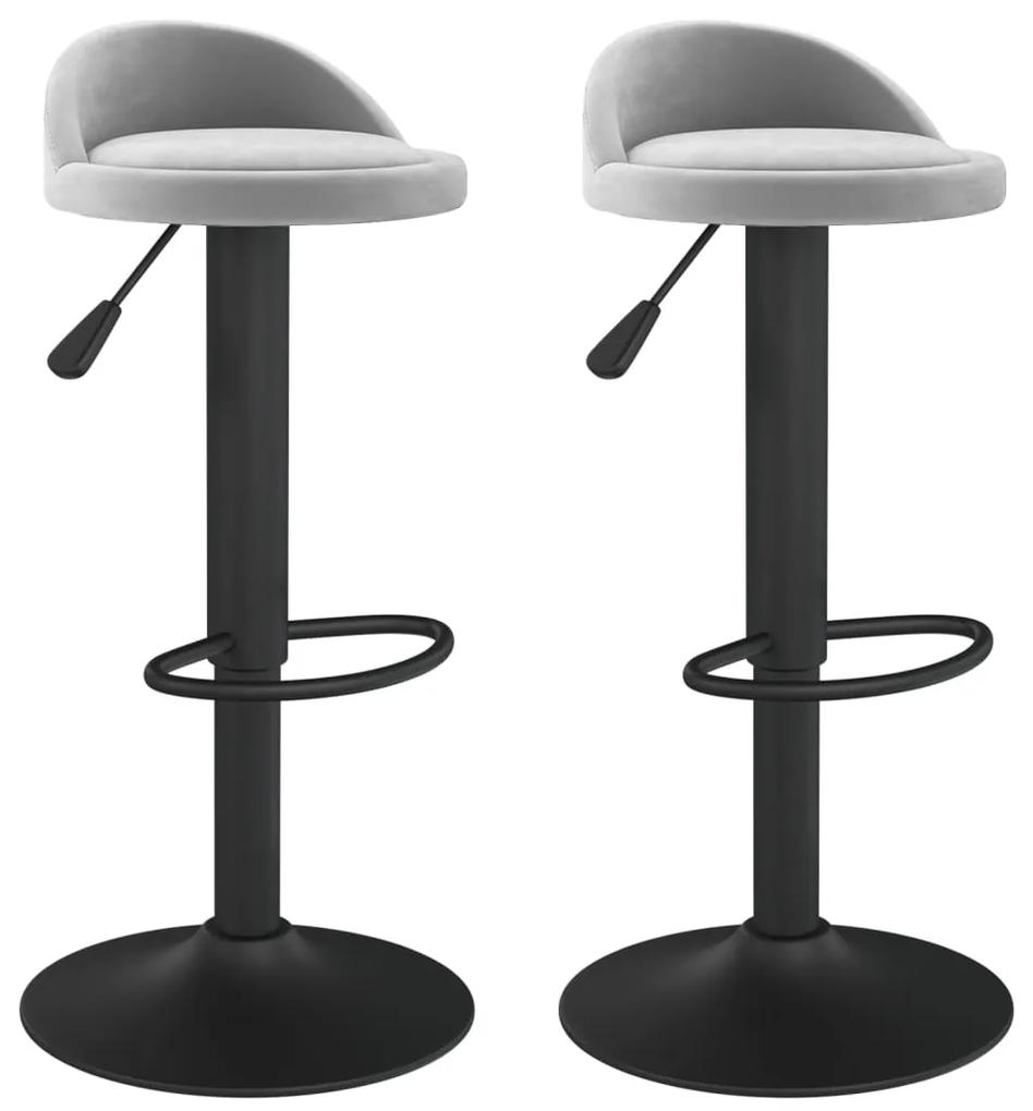 Barové stoličky 2 ks světle šedé samet - Default Title