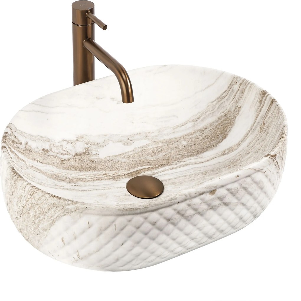 Rea Oktawia Saturn, umyvadlo na desku 500x355x150 mm, imitace kamene, REA-U3529