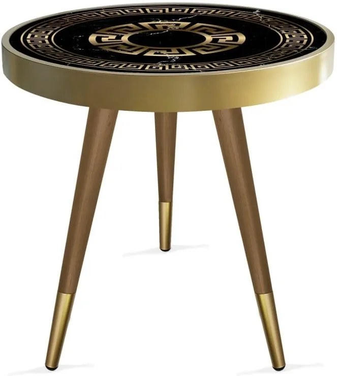 Příruční stolek Rassino Marble Black And Gold Circle, ⌀ 45 cm