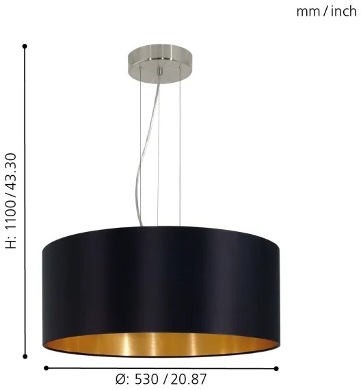 Eglo 31605 - Lustr na lanku MASERLO 3xE27/60W/230V