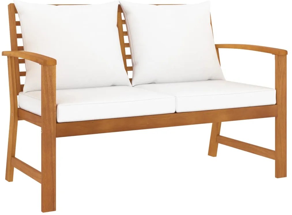 Zahradní lavice 120 cm s krémovou poduškou masivní akácie 311829