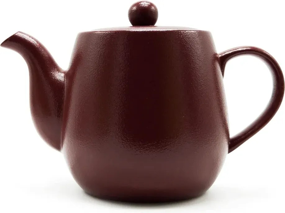 Porcelánová konvice Dora, vínově červená – matný povrch, stabilní soudkovitý tvar