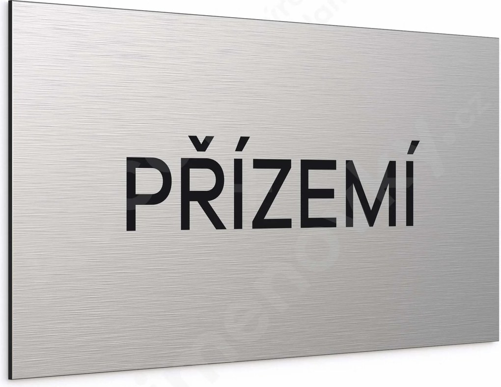 ACCEPT Označení podlaží "PŘÍZEMÍ" - stříbrná tabulka - černý popis