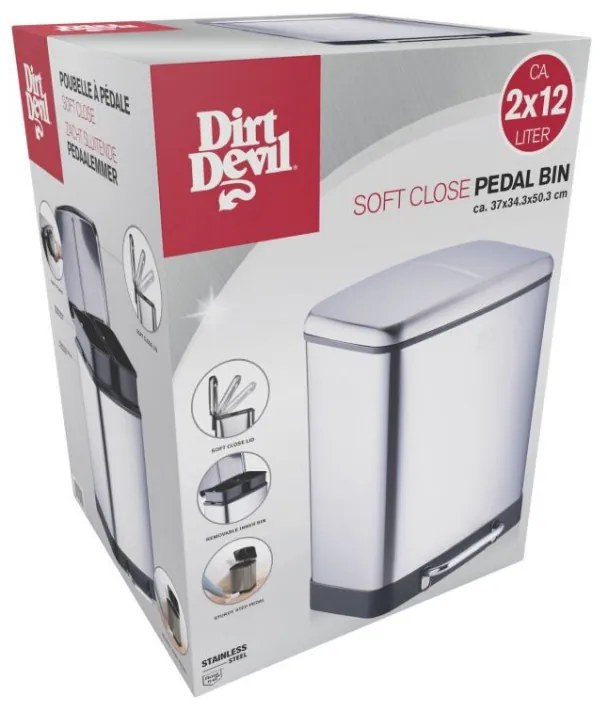 DIRT DEVIL Odpadkový koš na tříděný odpad 2 x 12 l tiché zavíráníED-249502