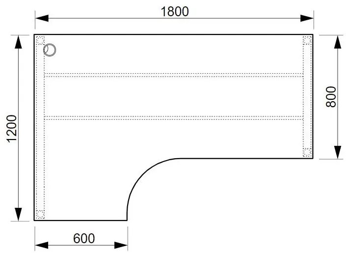 Kancelářský pracovní stůl Hobis Ergo UEO180060P, bílá RAL 9016, deskaakát