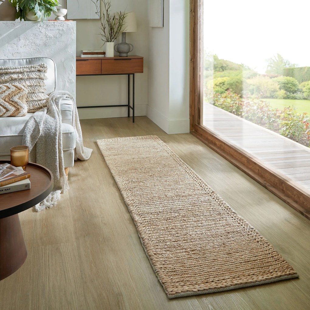 Flair Rugs, Běhoun Drew Braid Border Natural, 60x230, béžová, chodba / předsíň