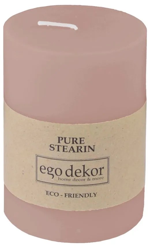 Pudrově růžová svíčka Eco candles by Ego dekor Friendly, doba hoření 37 h