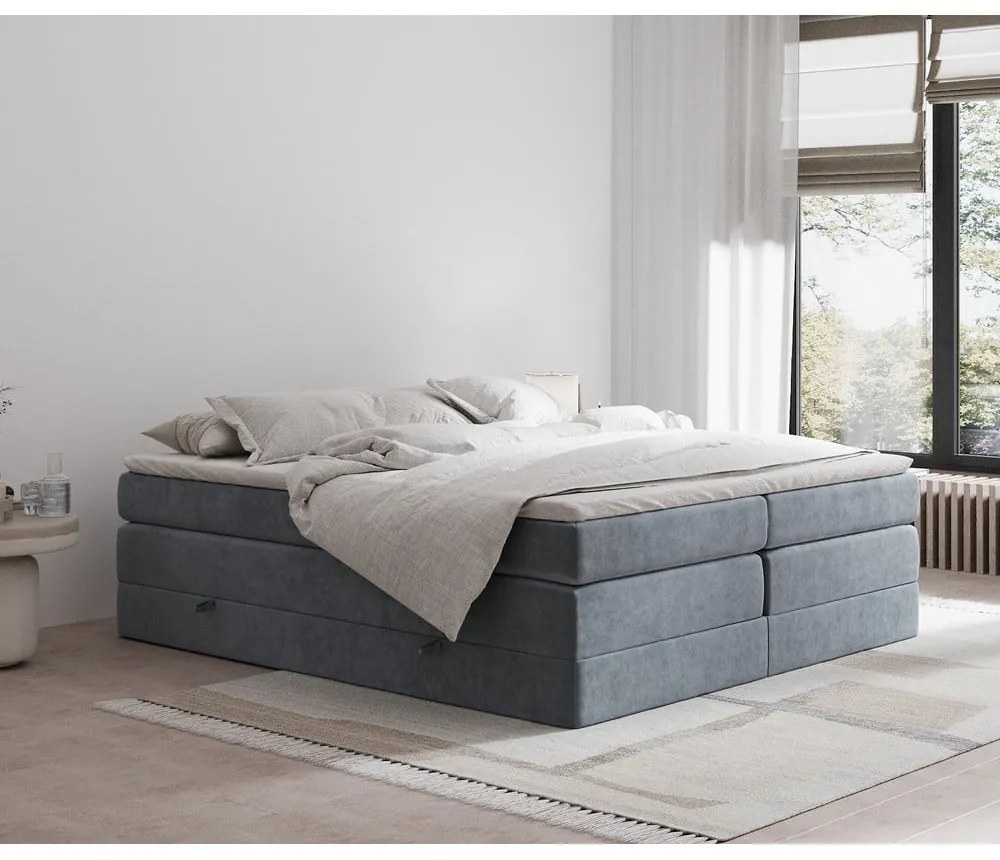 Tmavě šedá boxspring postel s úložným prostorem/bez čela 160x200 cm Juniper – Maison de Rêve