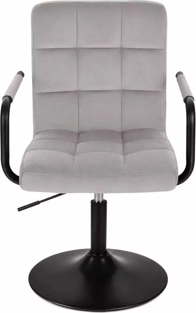 LuxuryForm DESIGN Otočná židle VERONA BLACK VELUR na černém talíři - světle šedá