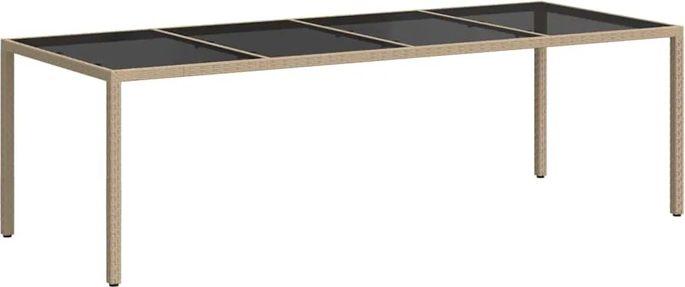 Zahradní stůl béžový 250 x 100 x 75 cm tvrzené sklo a polyratan 316728
