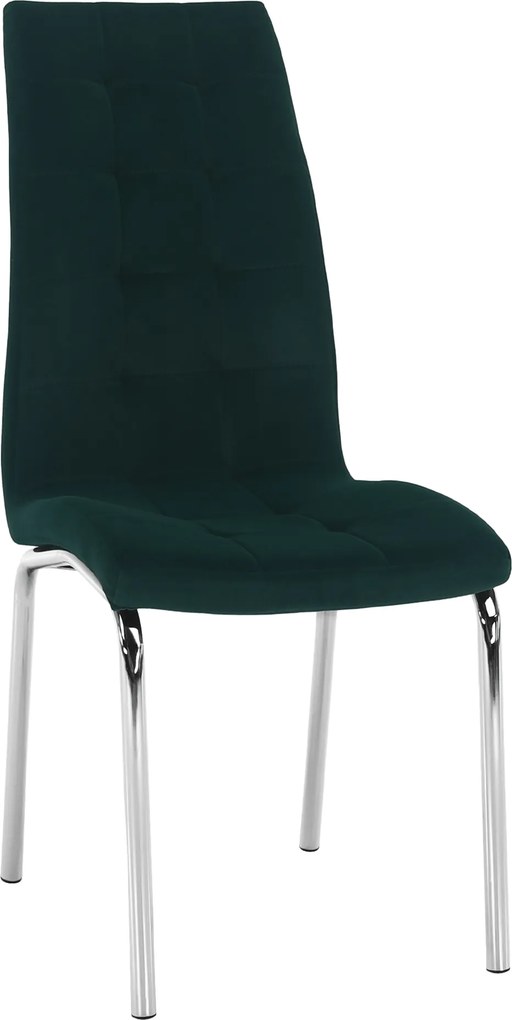 Jídelní židle CLARISA - látka Velvet, smaragdová / chrom