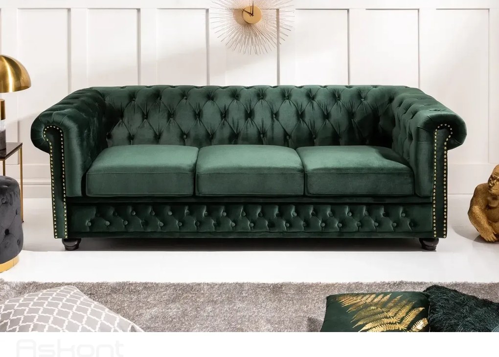 Askont Chesterfield Oxford: Pohovka 3M dark green forest