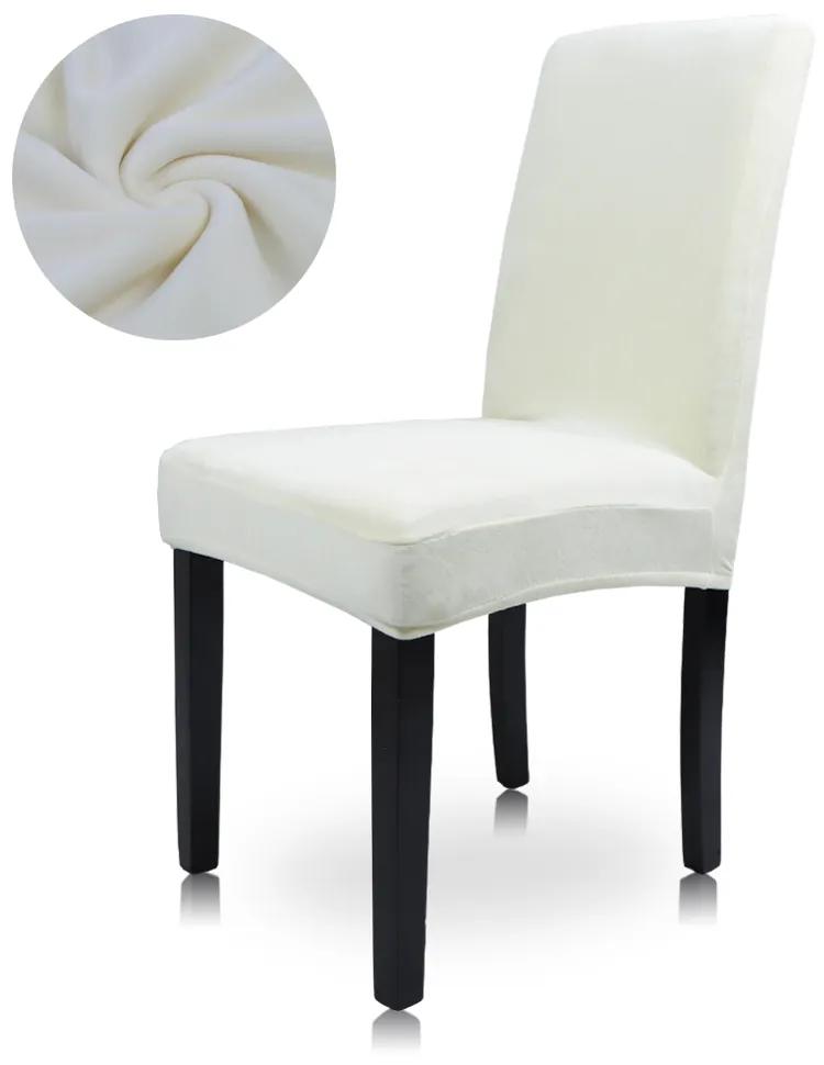 Sametové elastické potahy na jídelní židle Barva: krémově bílá