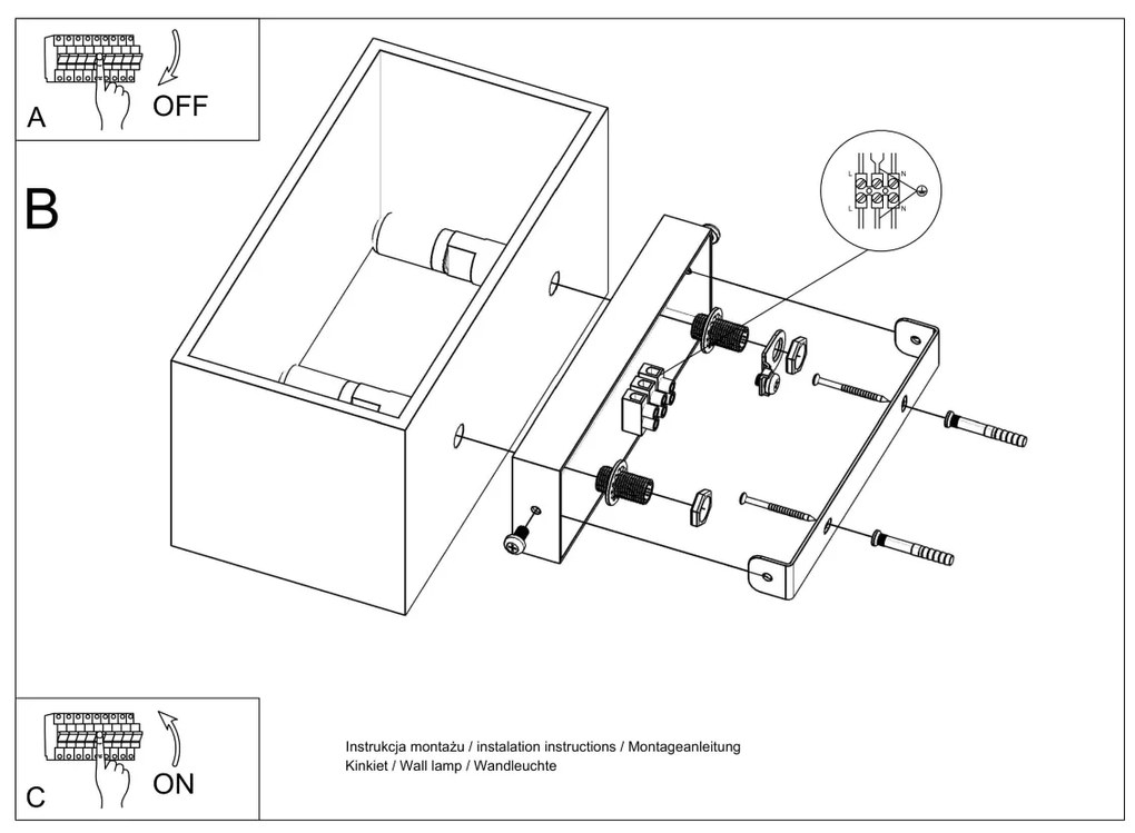 Nástěnné svítidlo Quad Maxi, 1x bílé kovové stínítko