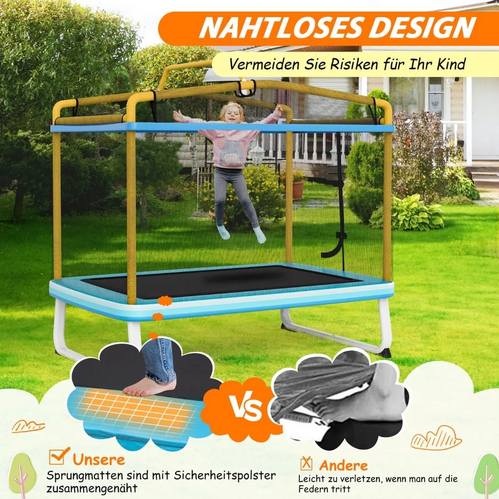 Costway Obdélníková trampolína 3-in-1 pro děti trampolína pro volný čas se sítí