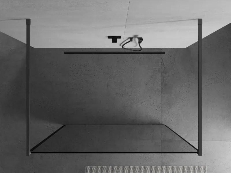 Mexen Kioto, sprchová zástěna Walk-In 130 x 200 cm, 8mm čiré sklo černý vzor, grafitový profil, 800-130-002-95-70