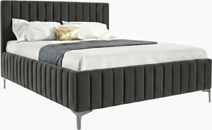Eka Čalouněná postel INTIMA+ 160x200 cm Barva látky Trinity: Černá (Trinity 2316), Úložný prostor: S kovovým rámem úložného prostoru, Barva nožek postele: Černá