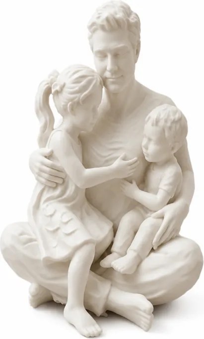 soška, dekorativní, téma otec a děti, 10x8.7 cm, plast, barva bílá, Dekorino SF20260019
