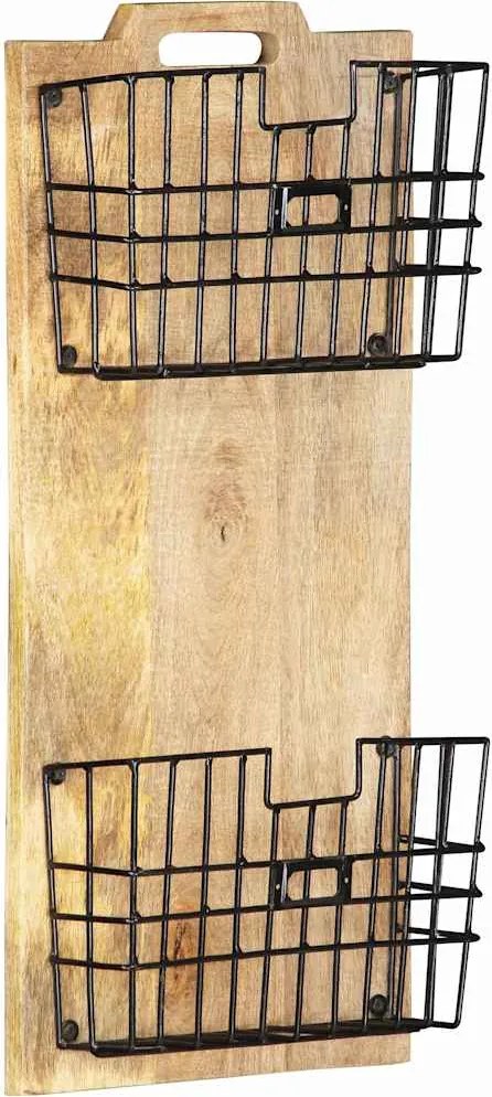 Nástěnný stojan na časopisy 33x10x67 cm masivní hrubý mangovník 285878