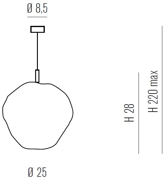 Metal Lux 274.525.01 Saxa, závěsé svítidlo z čirého skla, 1xE27, průměr 25cm