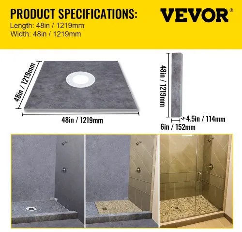 Vodotěsná sprchová souprava Vanička 121,9 × 121,9 cm s centrálním odtokem z PVC