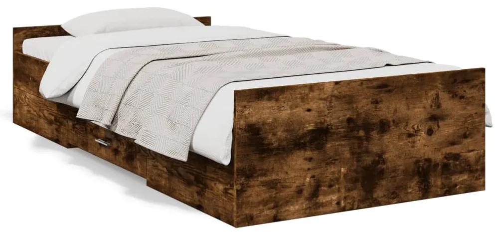Rám postele se zásuvkami kouřový dub 90x190 cm kompozitní dřevo,  3280346