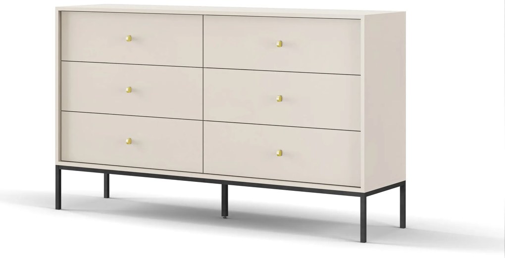 Komoda Mono II 154 cm se zásuvkami béžová/černá