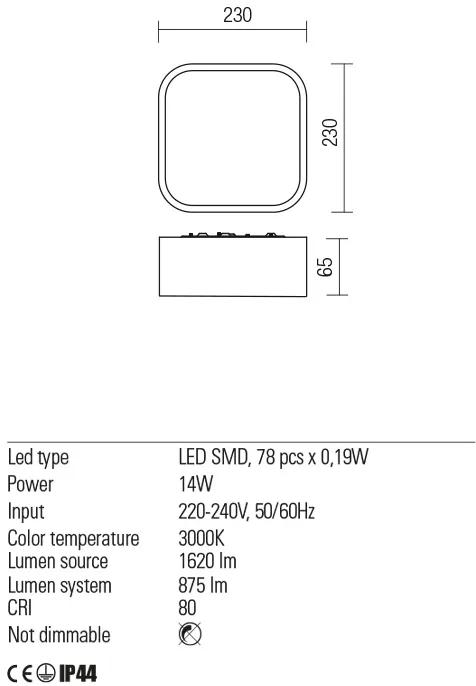 Redo Stropní LED svítidlo Screen IP, ø23cm Barva: Bílá