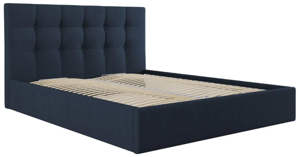 OnaDnes -20% Modrá látková dvoulůžková postel MICADONI Phaedra 160 x 200 cm