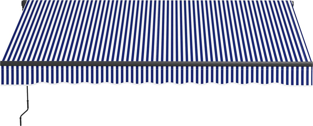 Outsunny Retrakční Manuální Markýza 3 x 2,5 m Balkonová Markýza s Nastavitelným Náklonem Hliníkový Rám Polyester Anti-UV Modrá a Bílá | Aosom