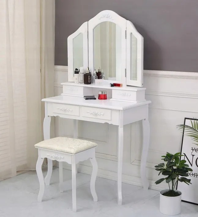 TRENDIE Toaletní stolek Elegant Rose + dárek houbička na make up