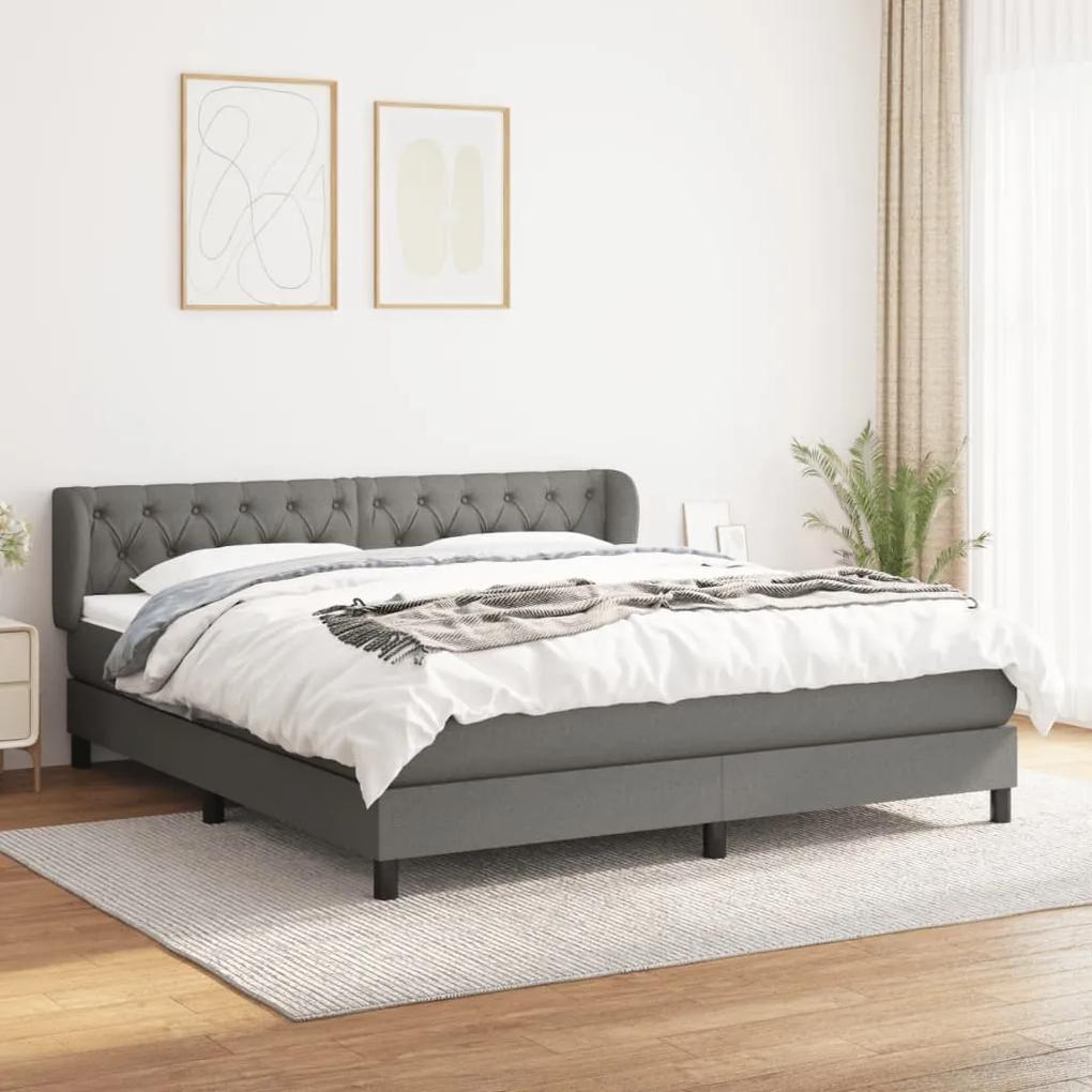 Box spring postel s matrací tmavě šedá 160x200 cm textil,  3126494