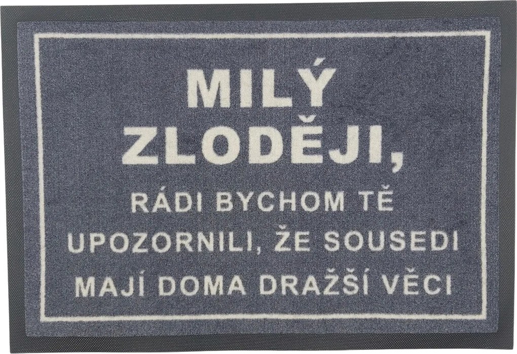 Rohožka Milý zlodeji 40x60 cm – na von aj na doma, 40x60, šedá, GDmats